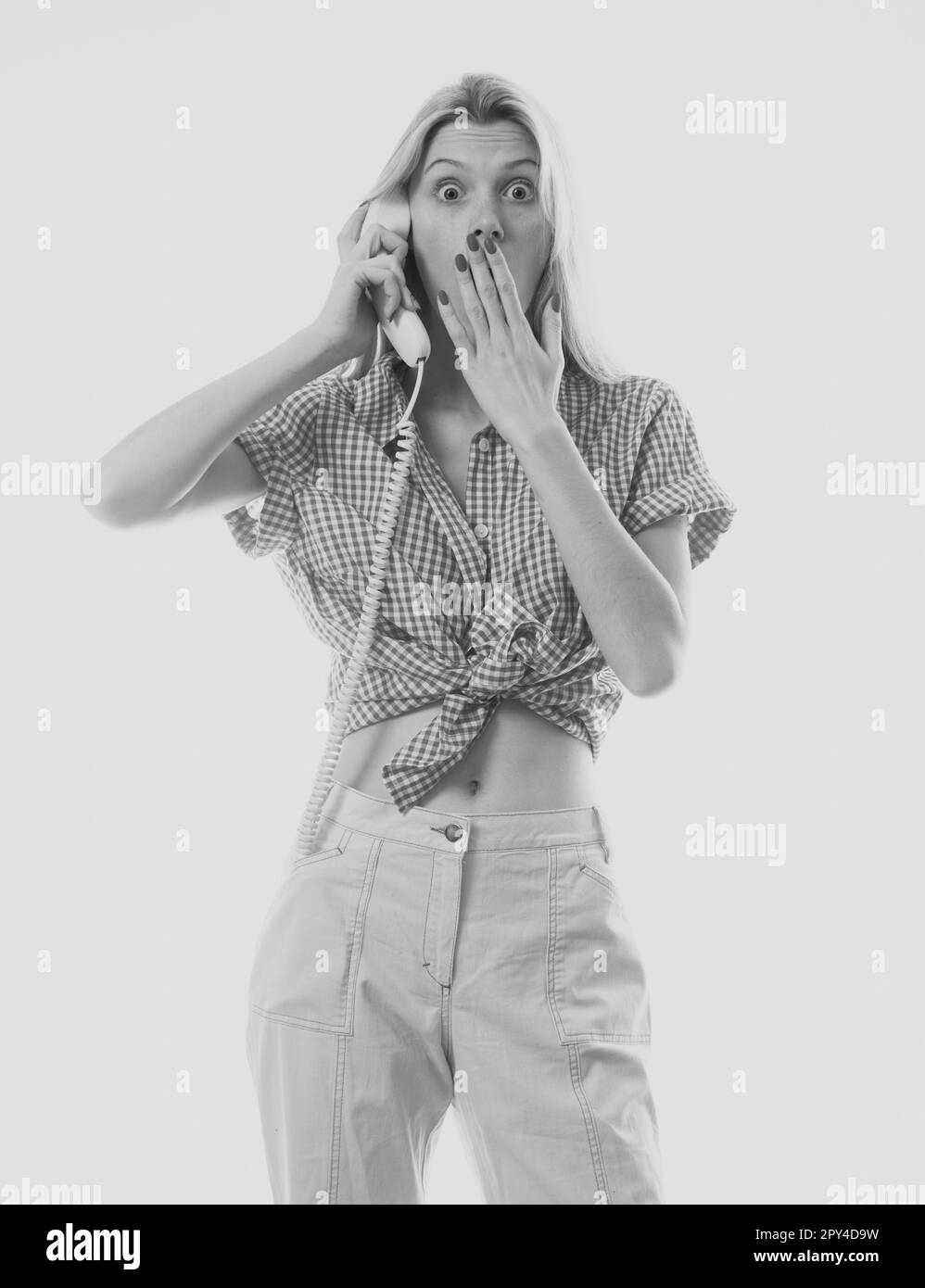 Woman emotionally showing facial expressions. Young woman answering a ...