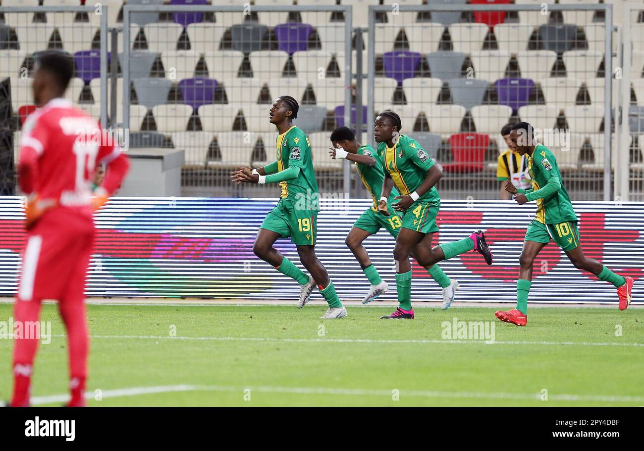 Algiers. 3rd May, 2023. The Republic of the Congo's players celebrate ...