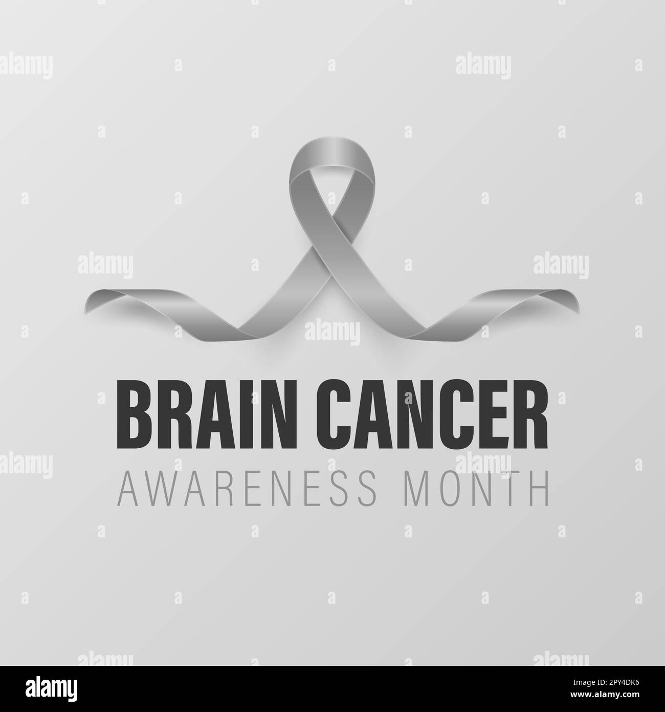 Brin Cancer Banner, Card, Placard with Vector 3d Realistic Grey Ribbon ...