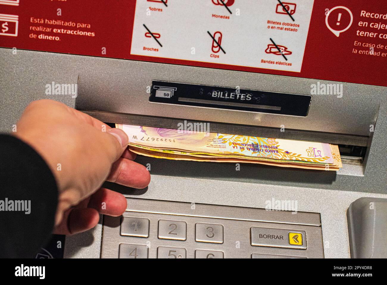 Atm Automated Teller Machine Cash Machine Argentine Pesos Cash Withdrawal Money In 