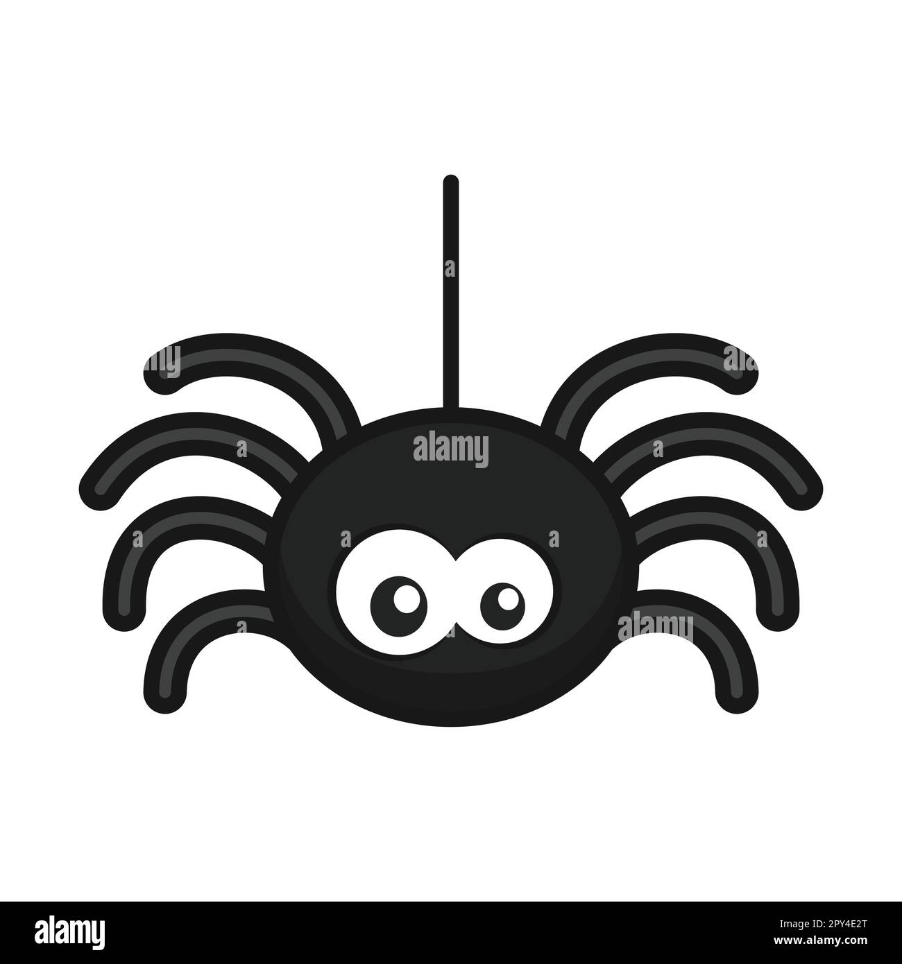 Cute Black Spider Hanging. Halloween Icon Vector Illustration Stock ...