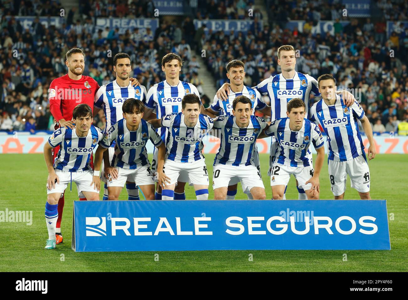San Sebastian, Spain. 2nd May, 2023. Real Sociedad team group line-up ...