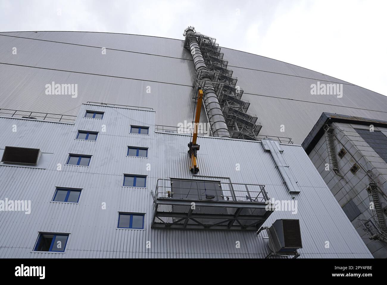 Photo taken on April 26, 2023, shows a radiation-containing steel dome ...