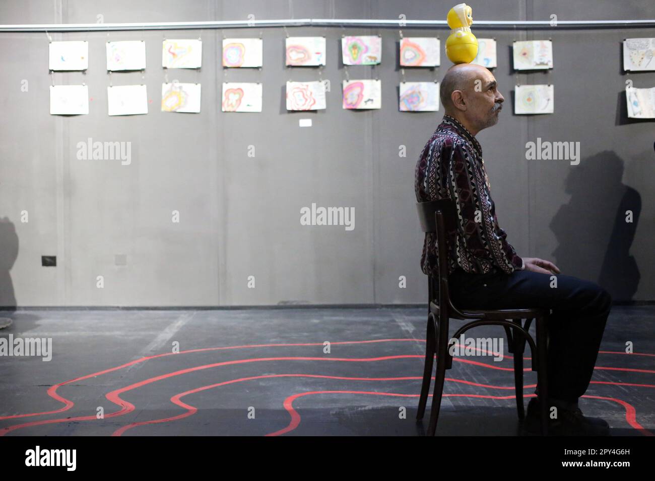 Odessa, Ukraine. 02nd May, 2023. Artist Sergey Anufriev is seen sitting ...