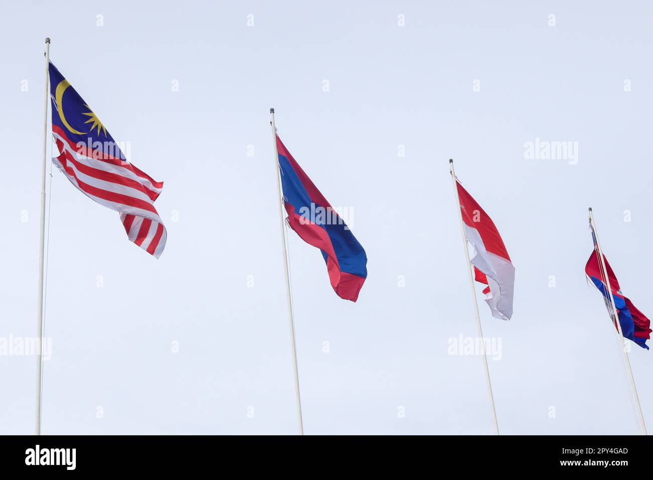 The flags of Association of Southeast Asian Nations the clear blue sky ...