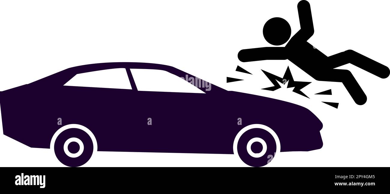 car accident icon on white background. car crash sign. flat style Stock ...