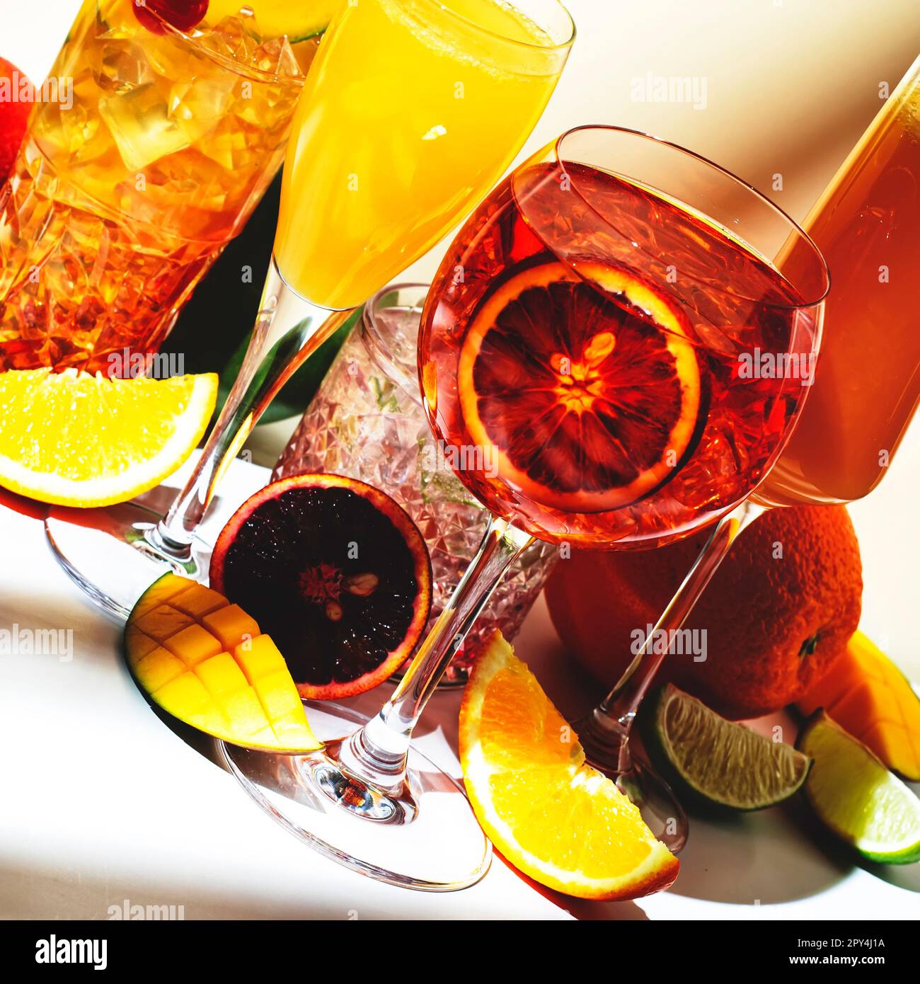 Summer alcoholic cocktails for party, refreshing drinks with sparkling ...