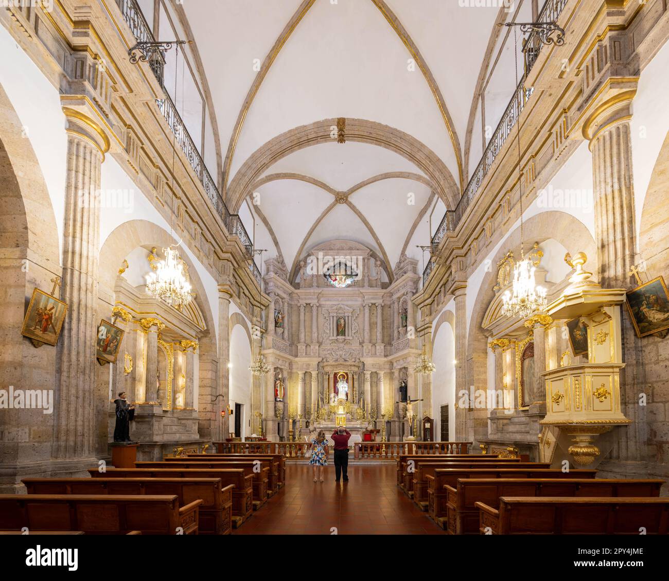 Interior view of the Templo de San Agustin at Mexico Stock Photo - Alamy
