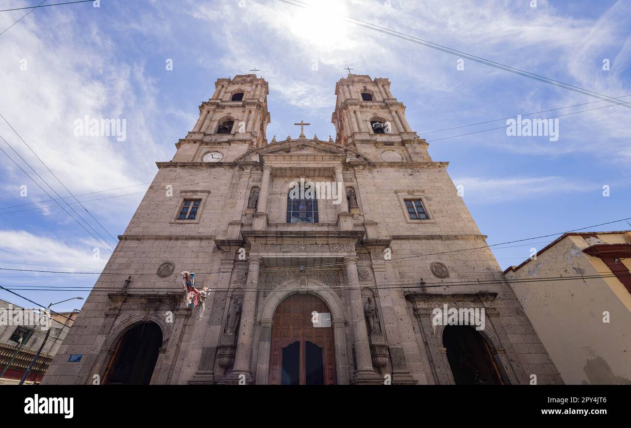 Exterior view of the Iglesia del Sagrado Corazon church at Mexico Stock ...