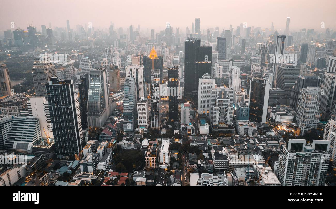 Aerial view of Asoke district in Bangkok, Thailand Stock Photo - Alamy