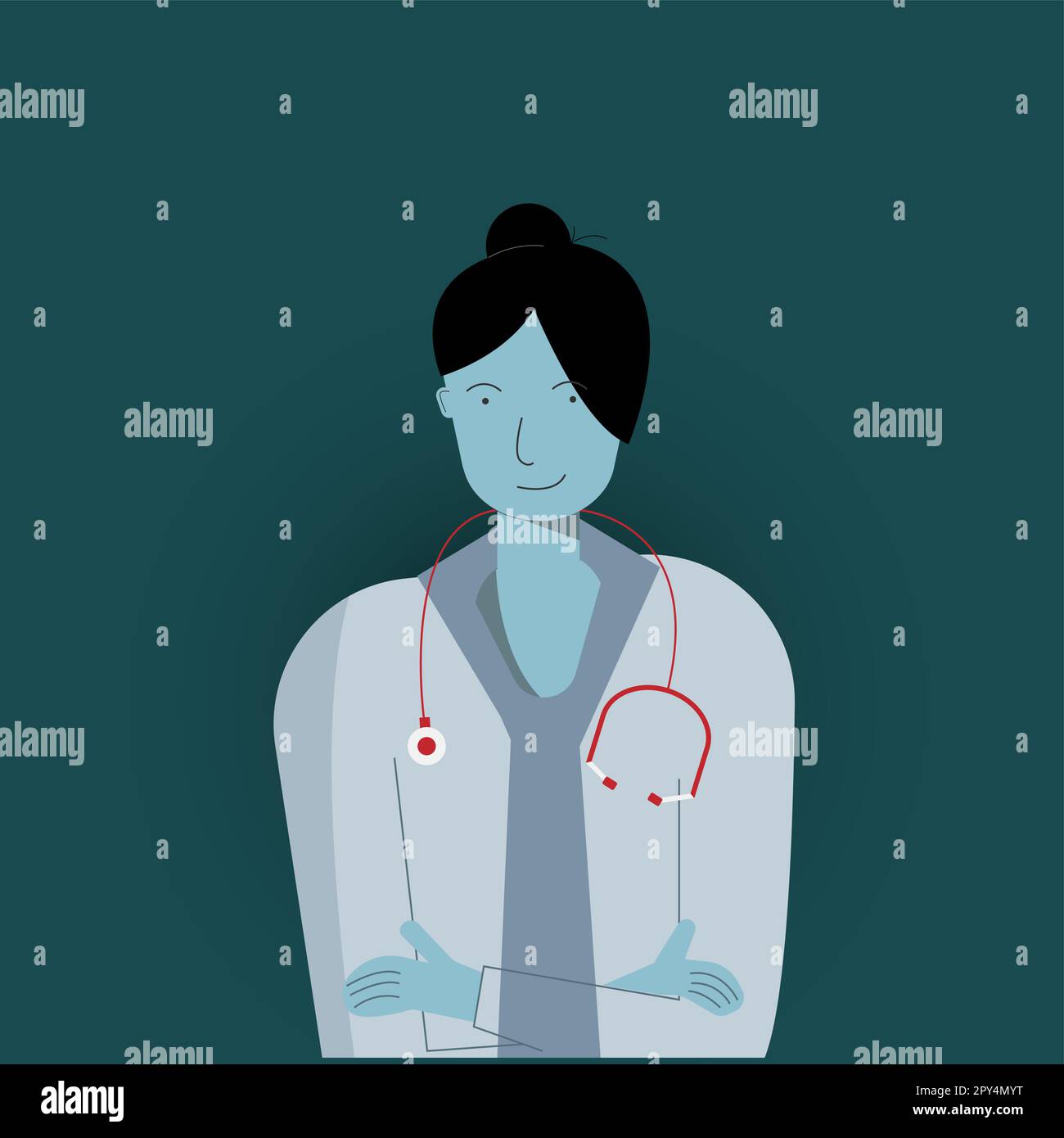 Doctor flat art design in blue character medical concept. Vector ...