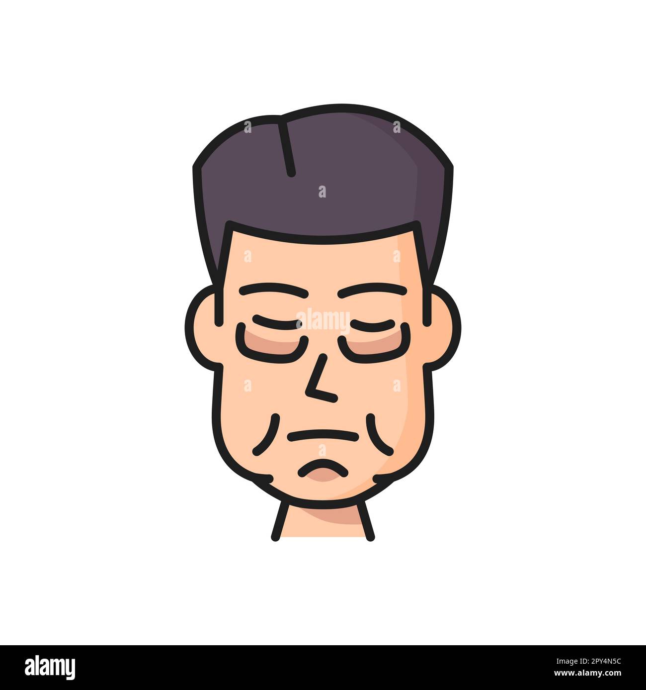 Swelling face of man or woman, sick person with edema, allergy reaction ...