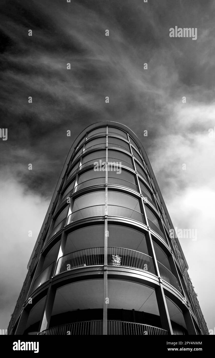 Modern residential complex of high-rise building facades against the ...