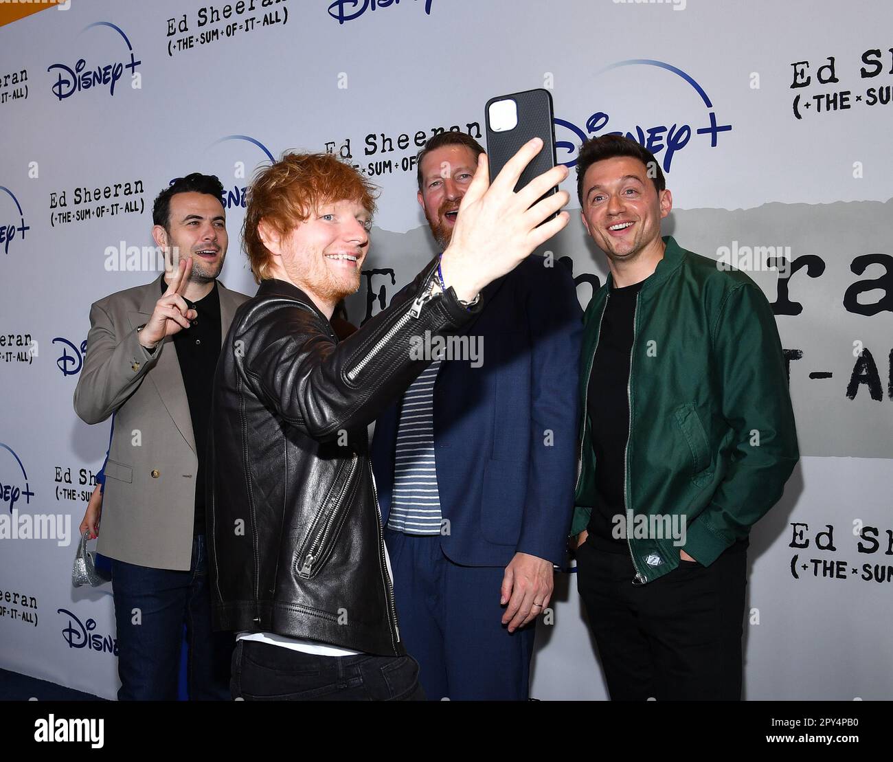 NEW YORK - MAY 2: Producer Ben Turner, Ed Sheeran, Producer Ben Winston ...