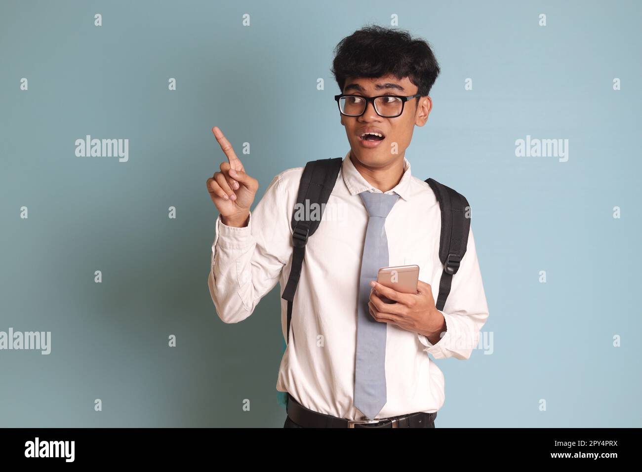 Indonesian senior high school student wearing white shirt uniform with ...