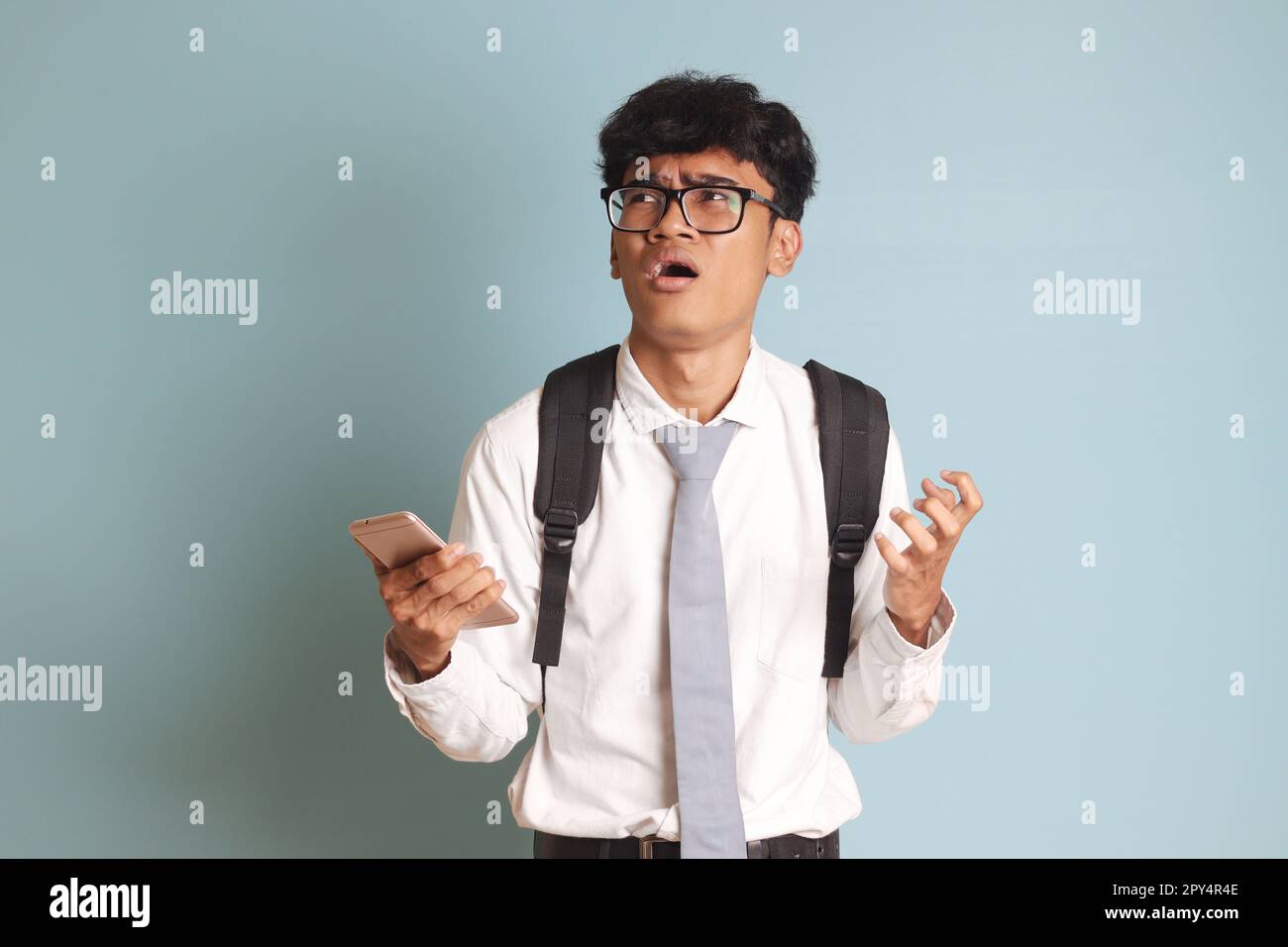 Indonesian senior high school student wearing white shirt uniform with ...