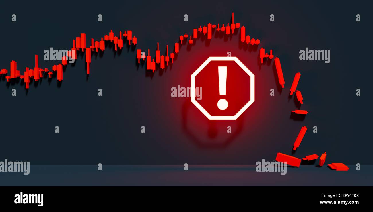 The concept behind the stock market red flags and crashing charts, 3d ...