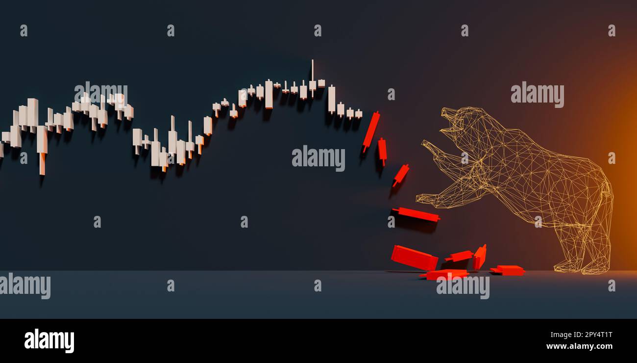 Conceptual background of a stock market chart collapsing under a bear ...