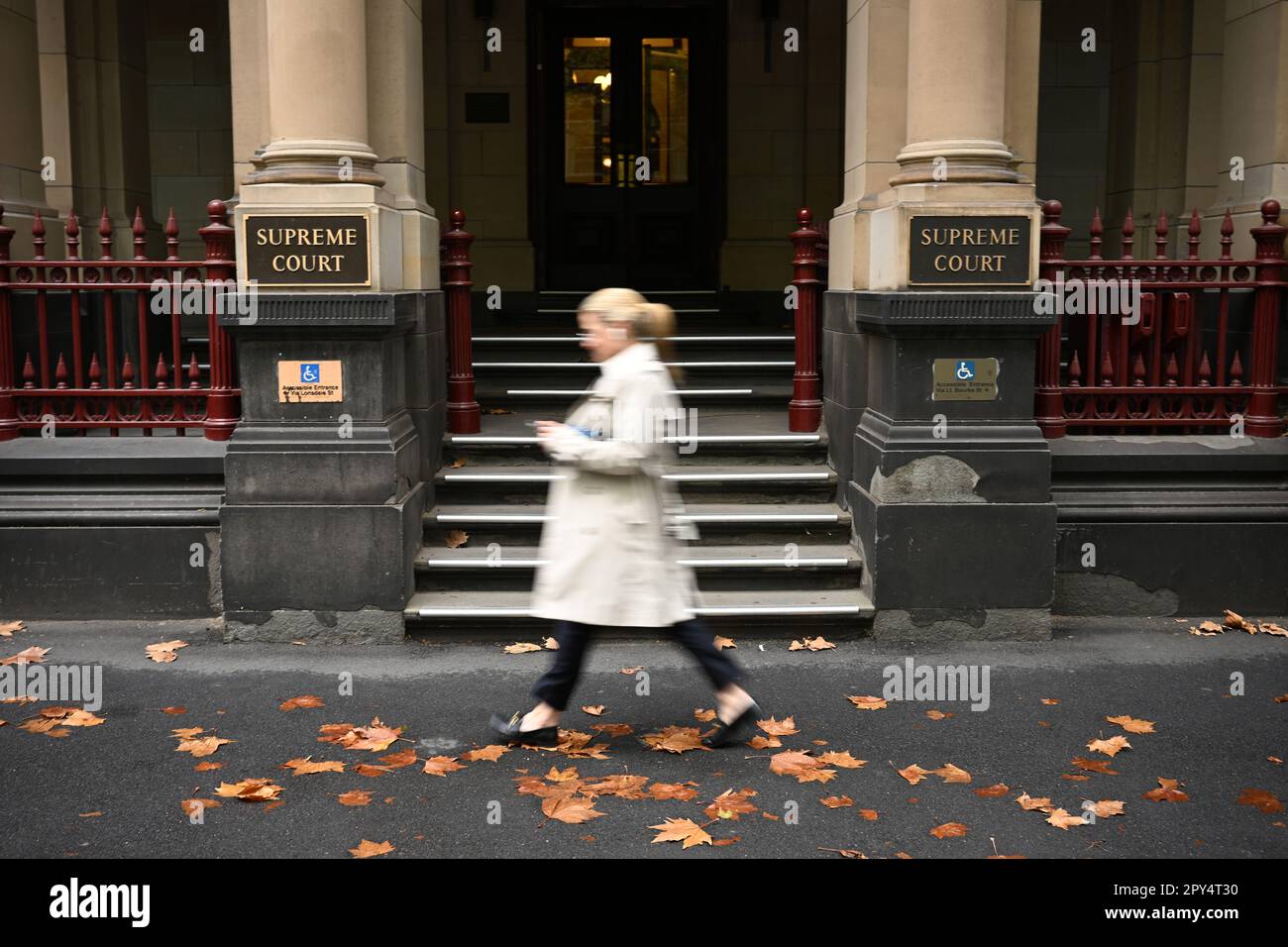 Signage is seen for the Supreme Court of Victoria in Melbourne ...