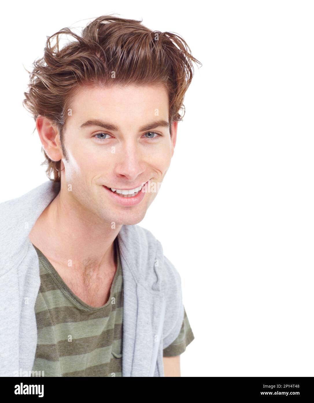 Happy, smile and cool with portrait of man in studio for confidence ...