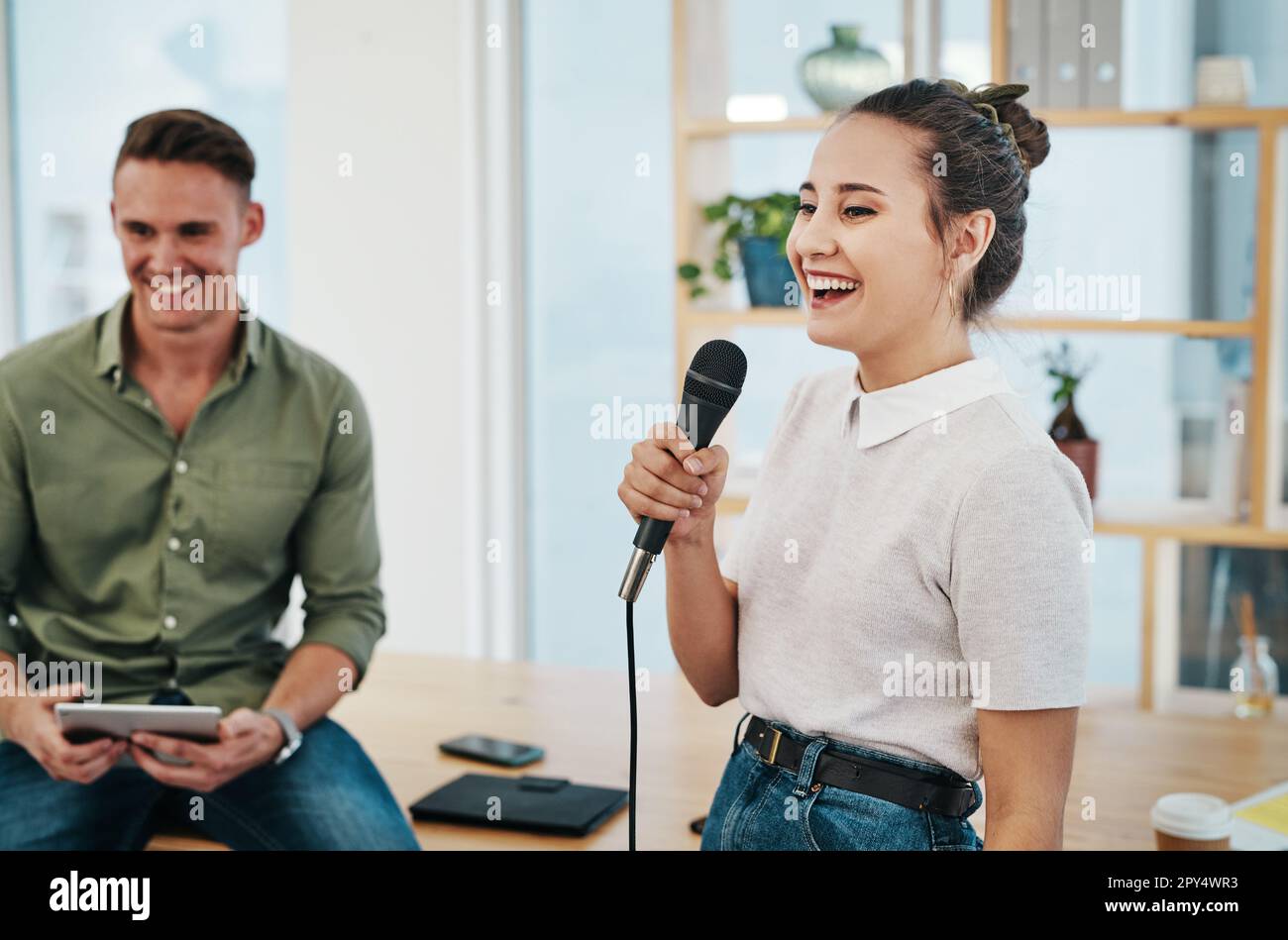 Laughing builds good work ethic. an attractive young businesswoman ...