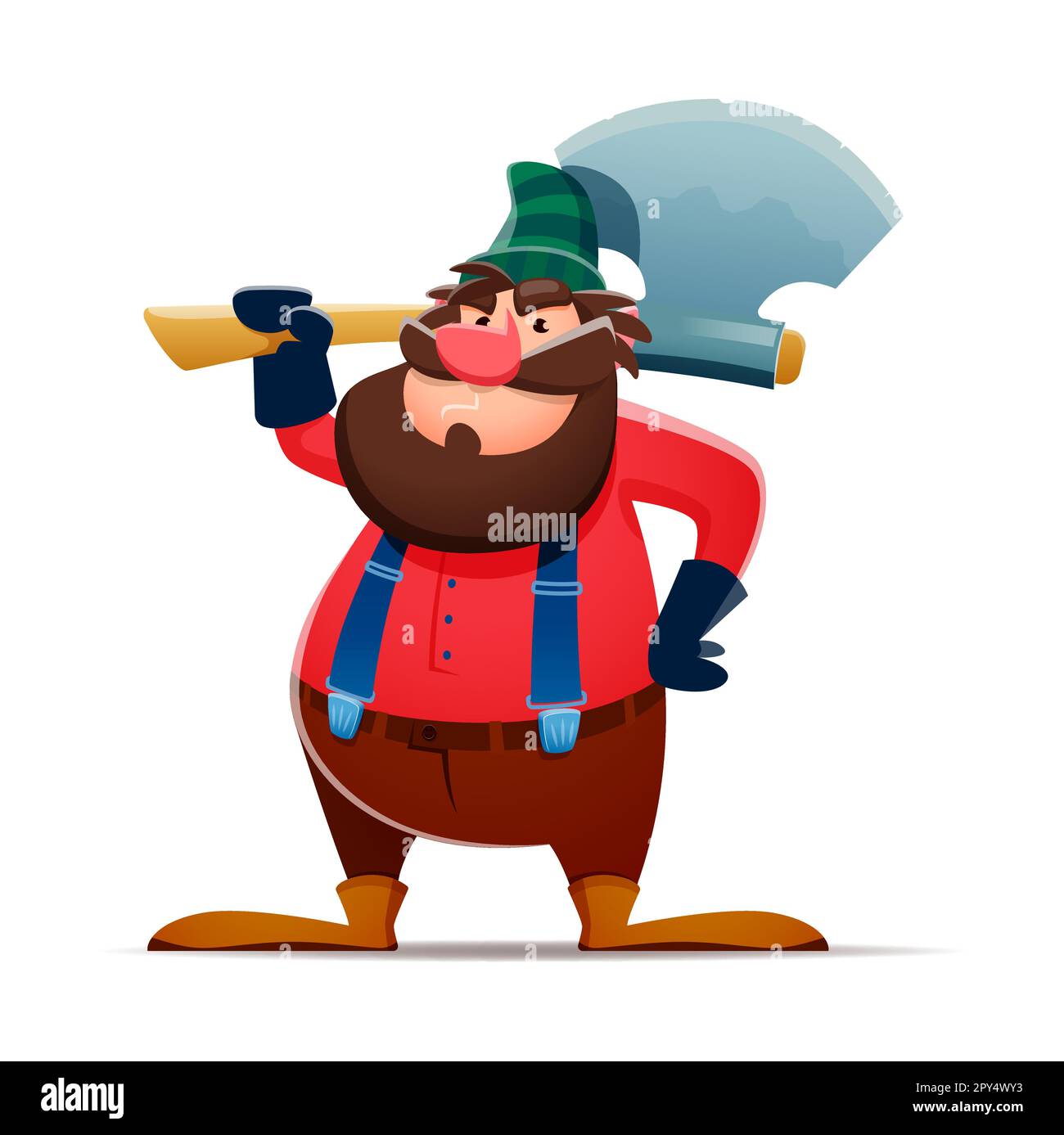 Cartoon gnome or dwarf, lumberjack character with beard, vector forest ...