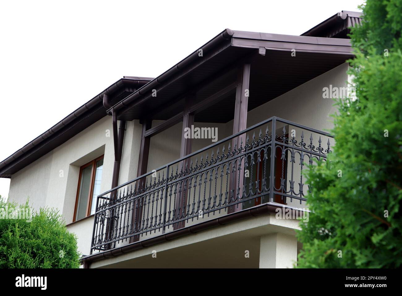 Exterior of beautiful building with empty balcony Stock Photo - Alamy