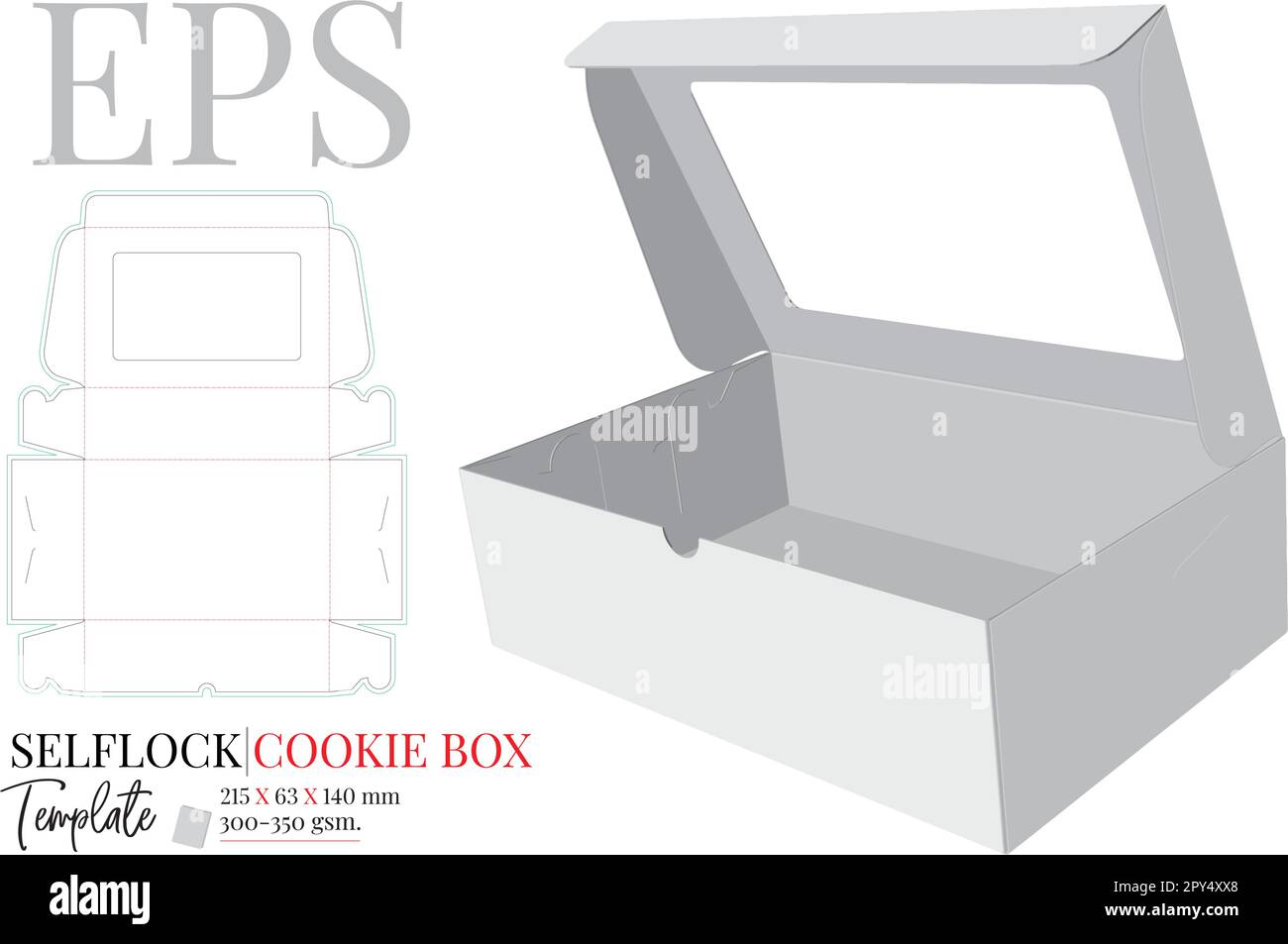 Self Locking Cookie box Template, Vector with die cut, laser cut layers ...