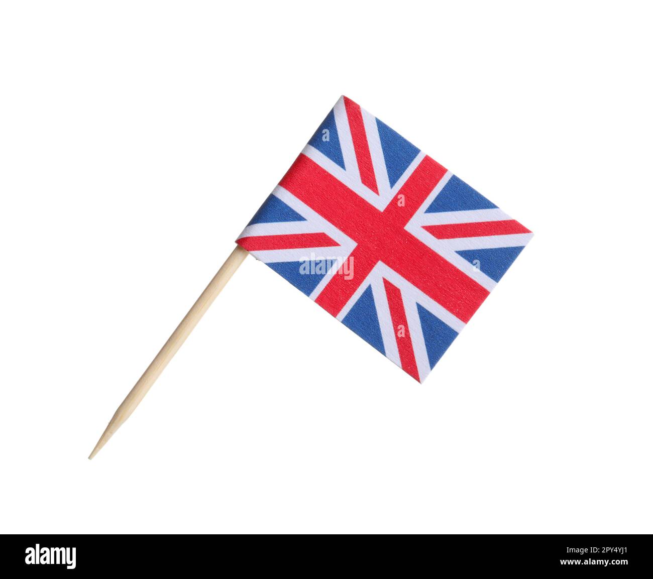 Small paper flag of United Kingdom isolated on white Stock Photo - Alamy