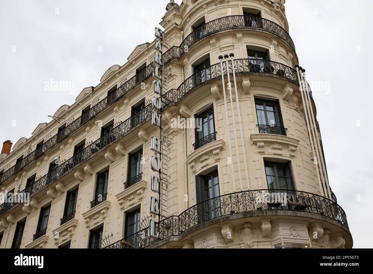 lyon , Aura France - 04 24 2023 : Carlton facade text sign Hotel and ...