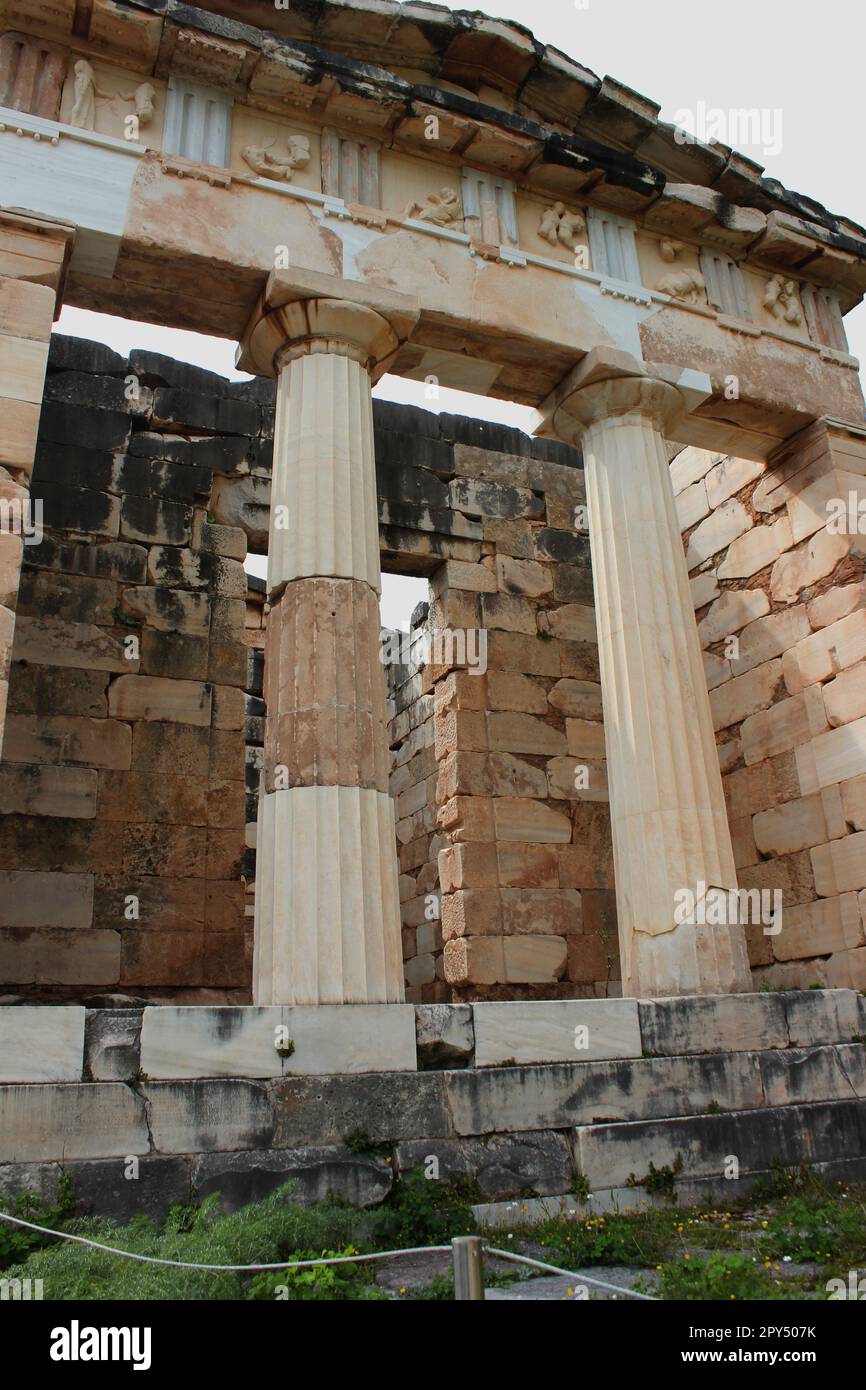 Ancient Treasury of the Athenians at Delphi, Greece Stock Photo - Alamy