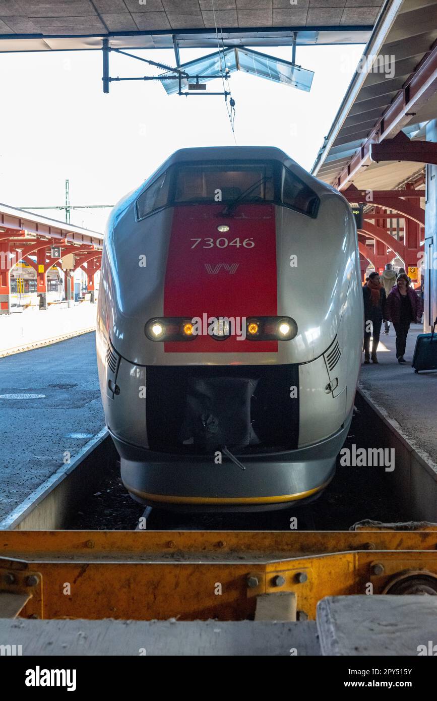 Gothenburg, Sweden - March 12 2022: VY train arriving Gothenburg ...