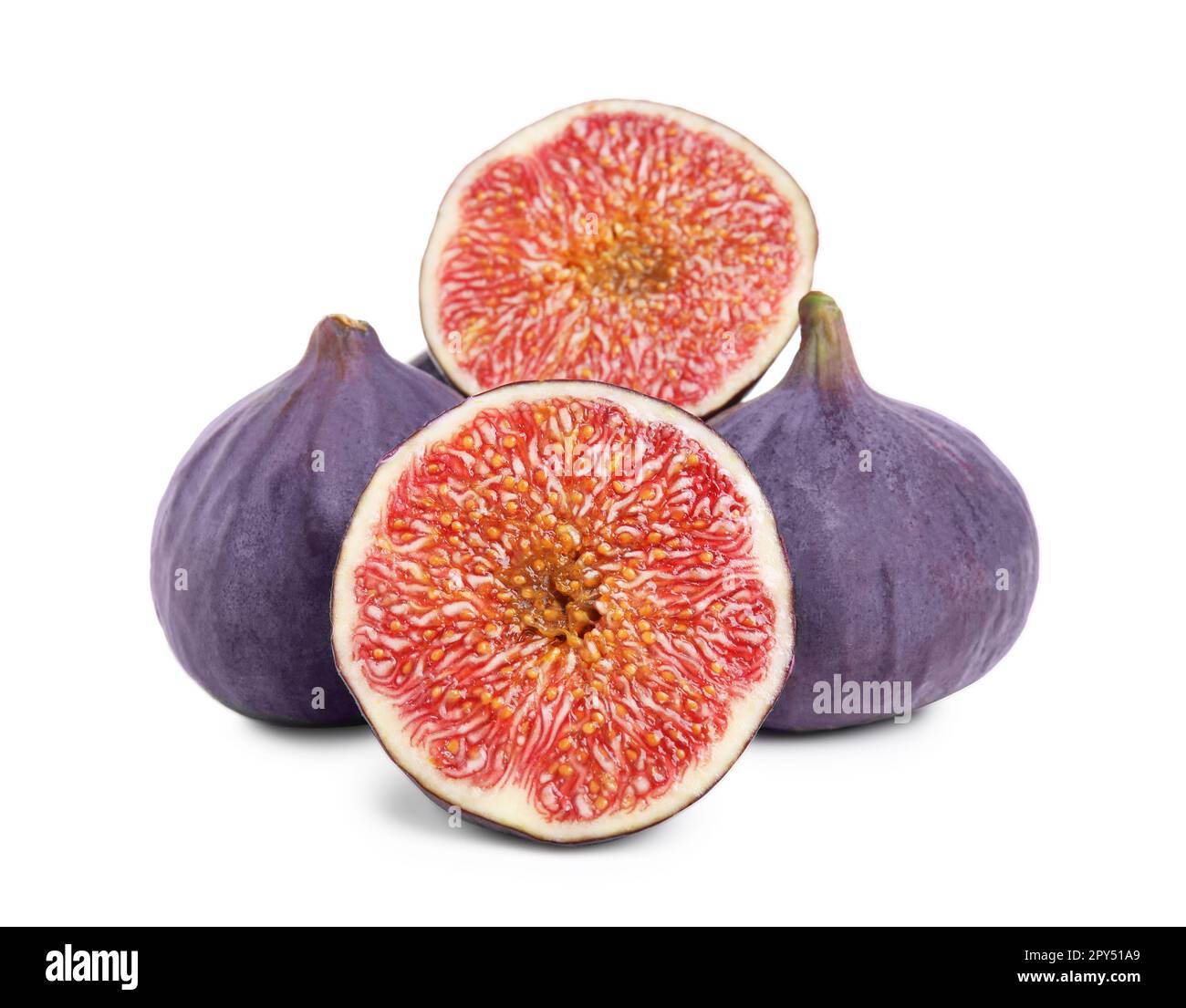 Whole and cut fresh ripe figs isolated on white Stock Photo - Alamy
