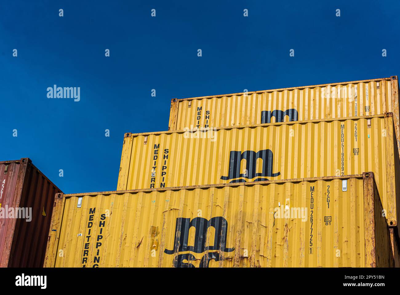 Gothenburg, Sweden - April 03 2022: Yellow MSC shipping containers ...