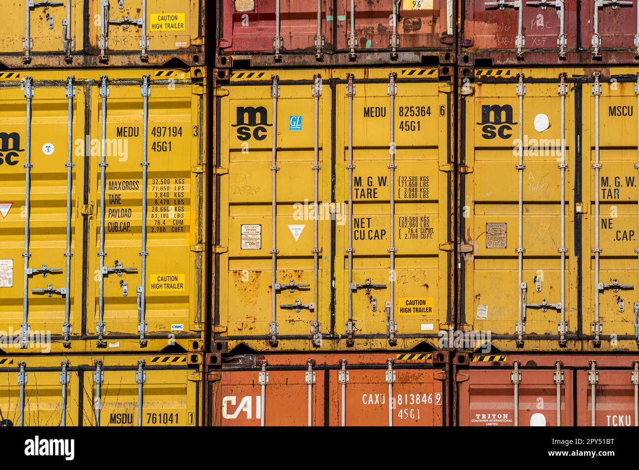Gothenburg, Sweden - April 03 2022: Shipping containers stacked high ...
