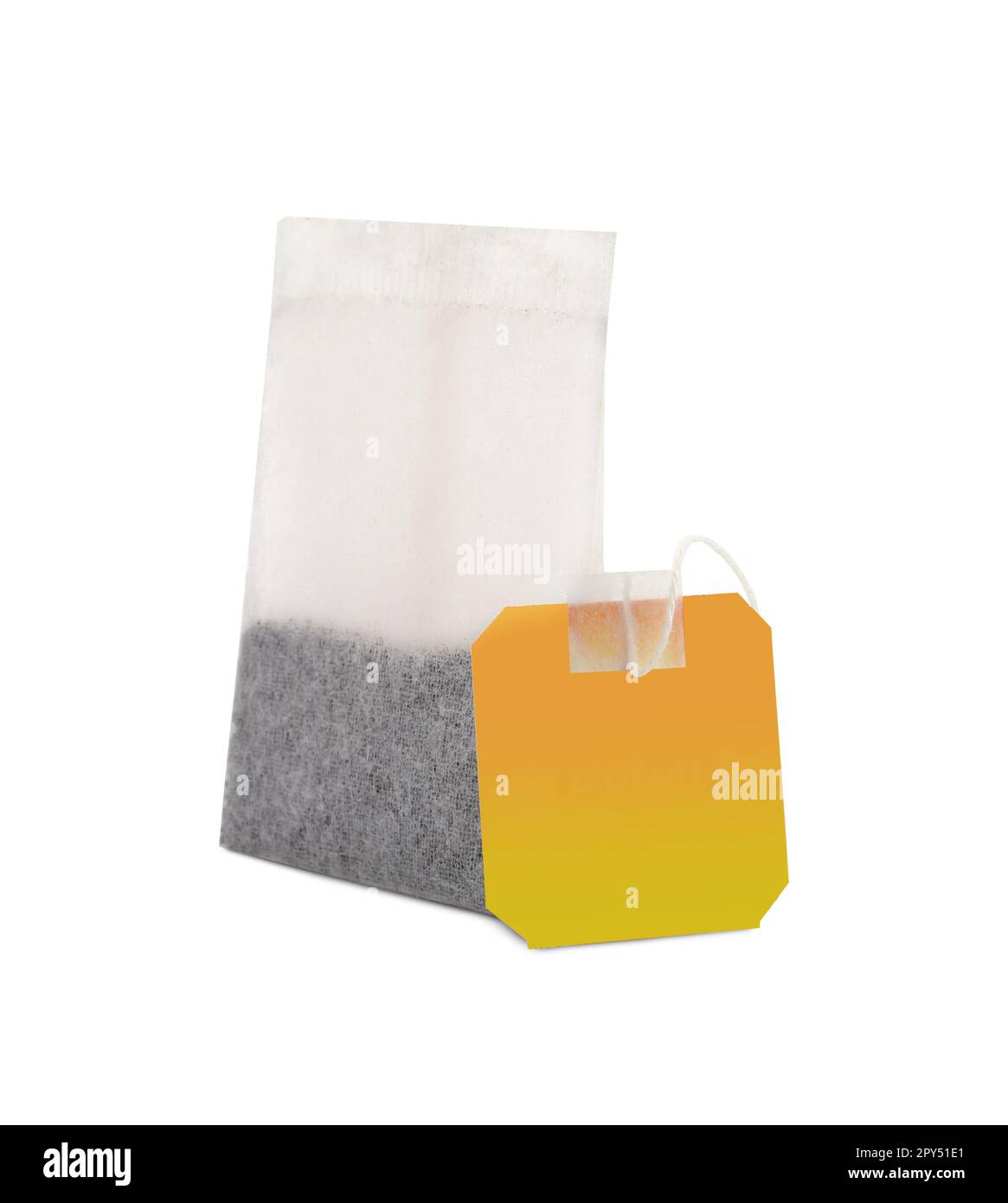 New tea bag with tab isolated on white Stock Photo - Alamy