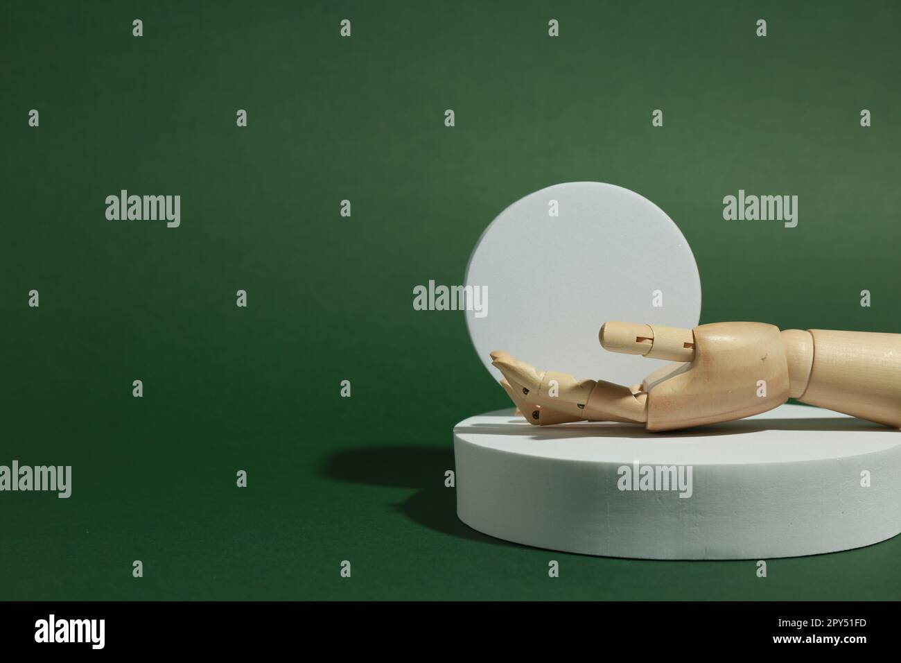 Product photography props. Round shaped podiums and wooden mannequin ...