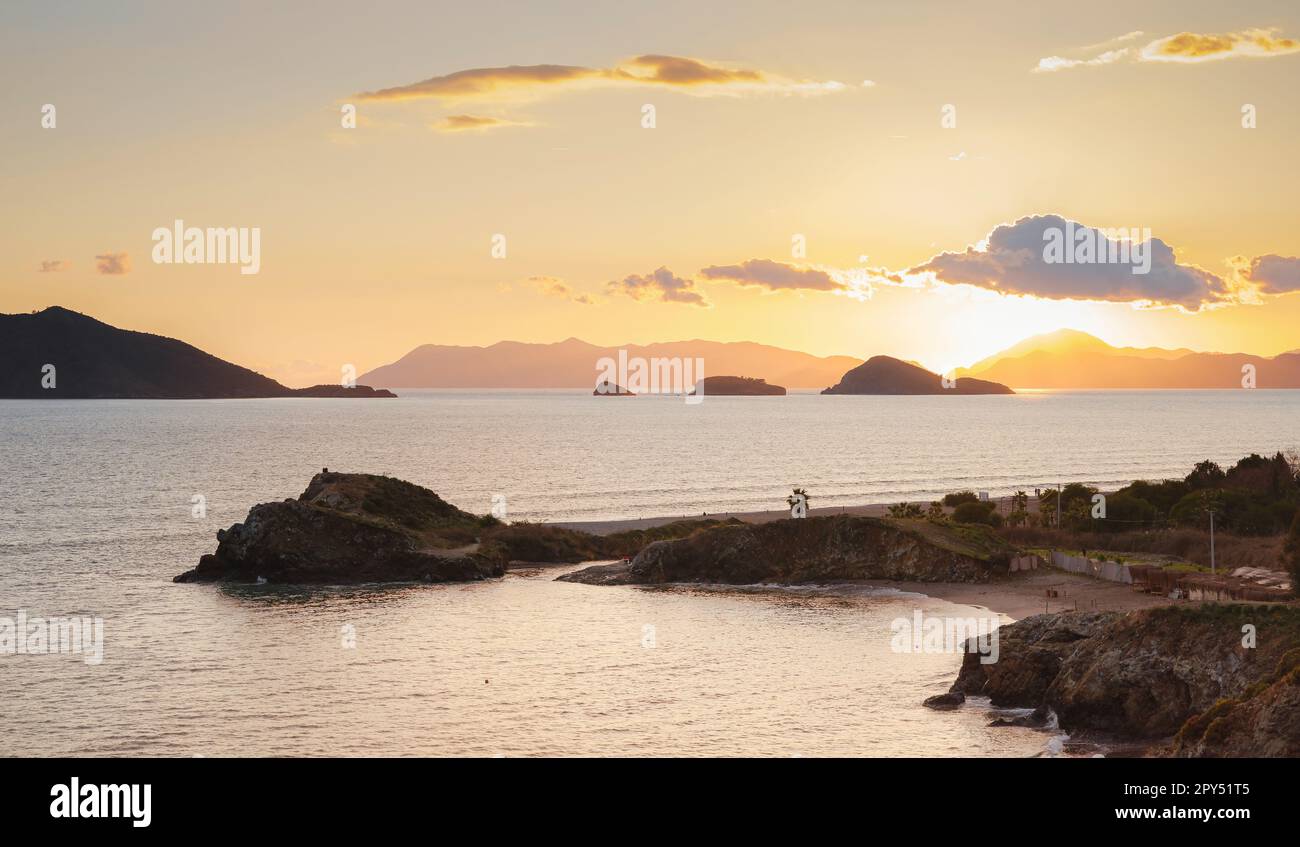 over the sea coast, travel in Turkey, Fethiye city. adventure vacation ...