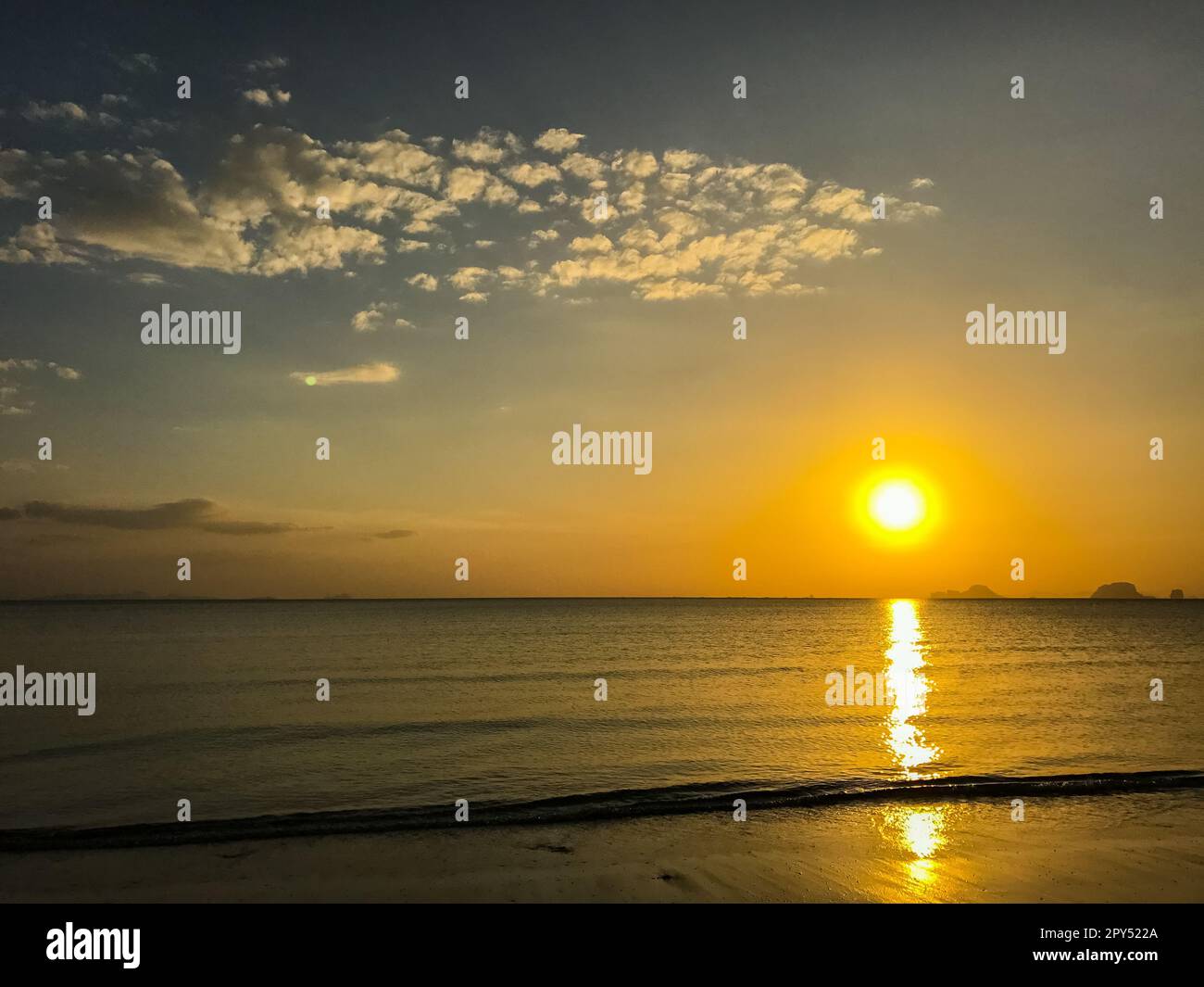 Sky over the beach and the boat before sunset background Stock Photo ...