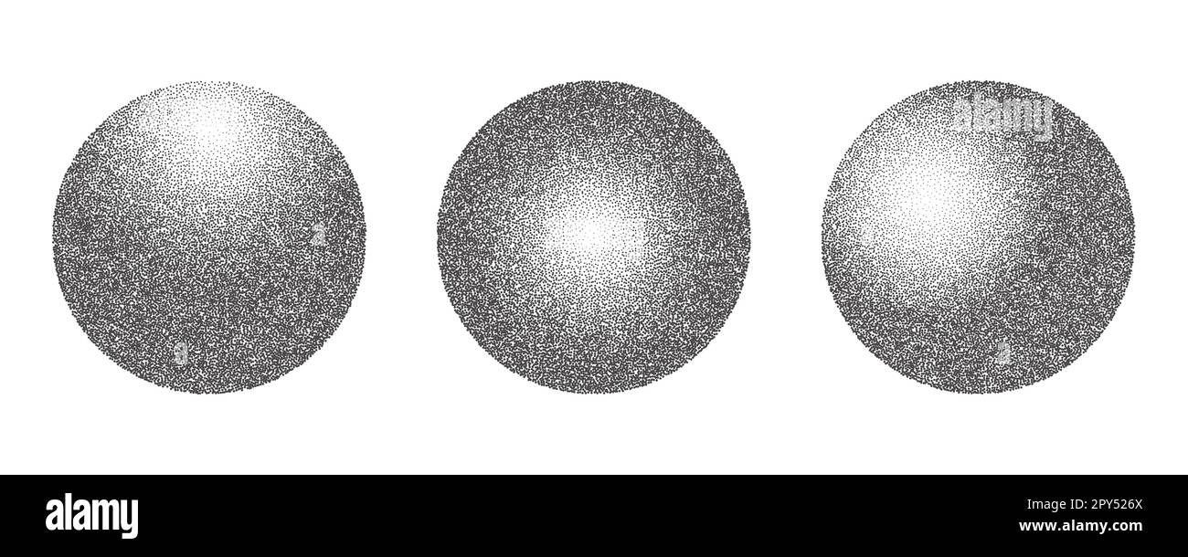 Grainy circles with noise dotted texture. Gradient balls with shadow on ...