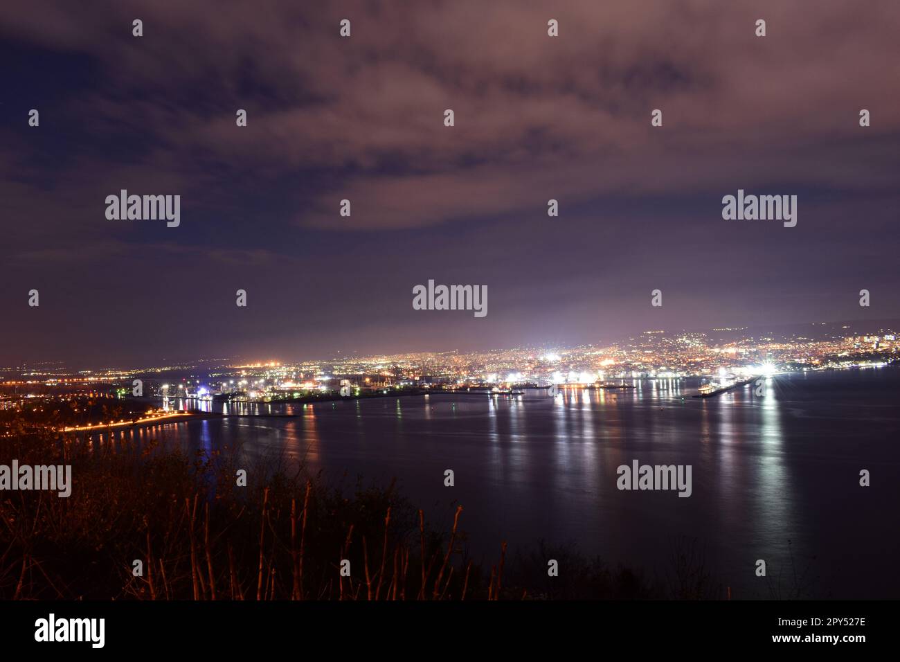 Varna city at night. The city has a gold treasure of the Chalcolitha ...
