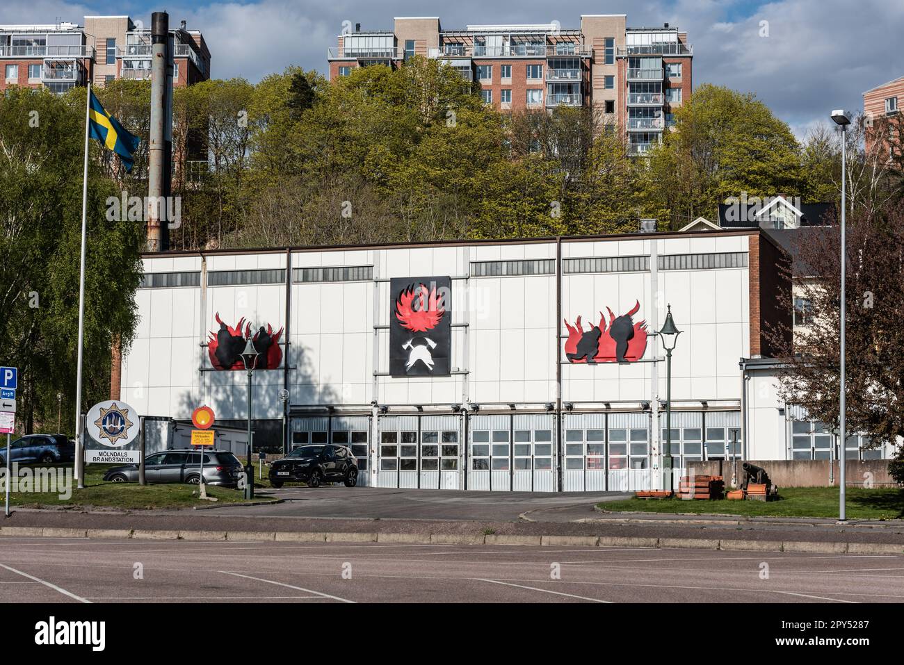 Gothenburg, Sweden - May 01 2022: Exterior of Mölndal fire station ...