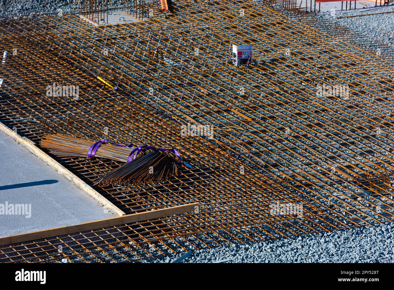 Gothenburg, Sweden - May 01 2022: Stack of rebar mats on a building ...