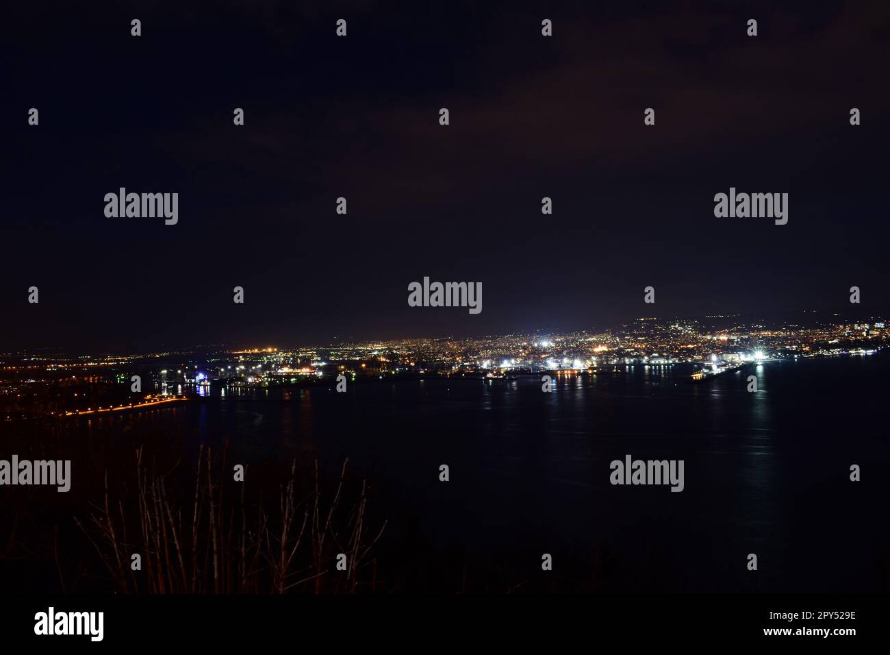 Varna city at night. The city has a gold treasure of the Chalcolitha ...