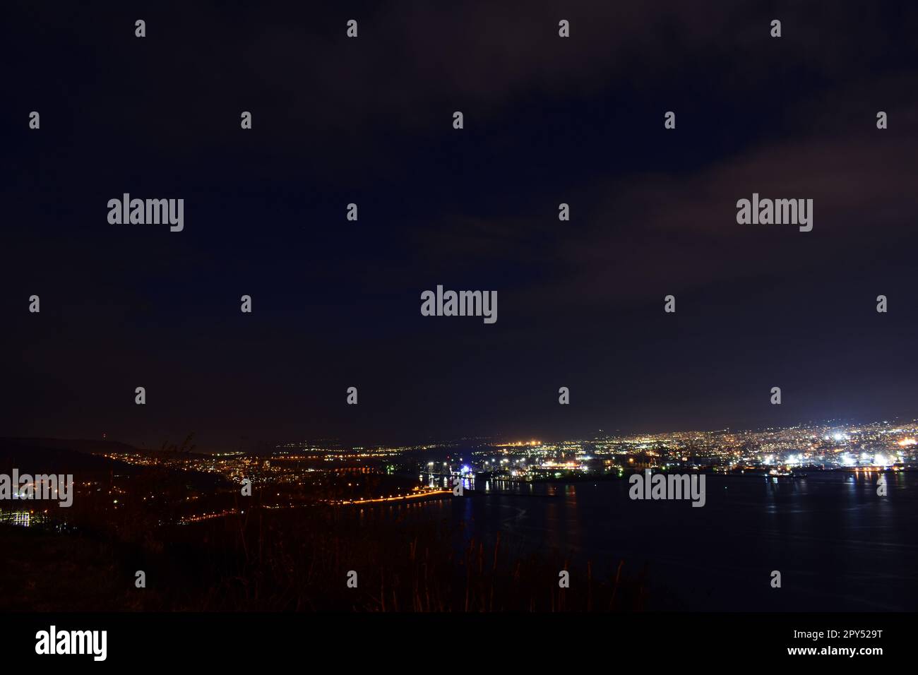 Varna city at night. The city has a gold treasure of the Chalcolitha ...