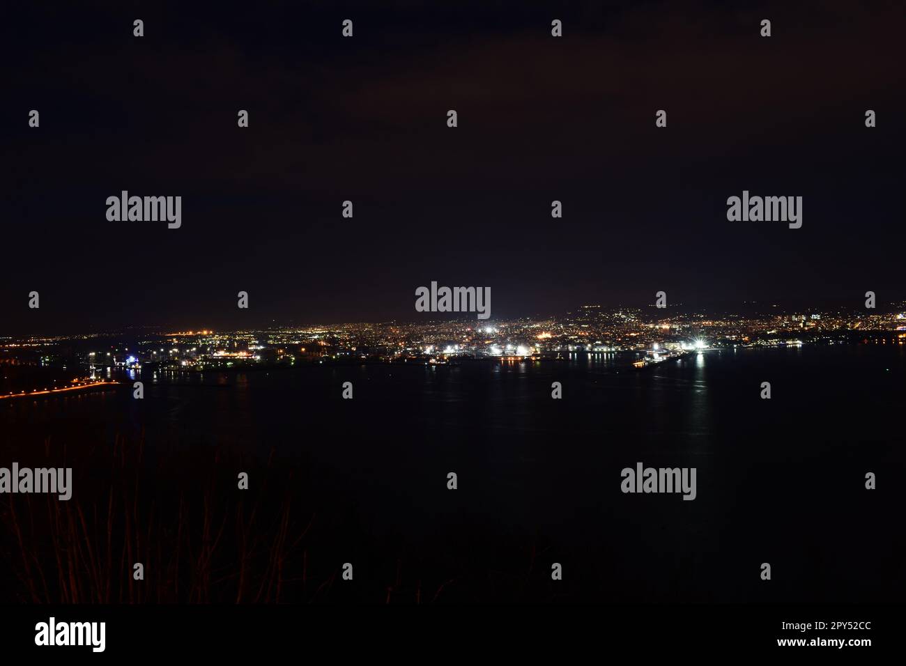 Varna city at night. The city has a gold treasure of the Chalcolitha ...
