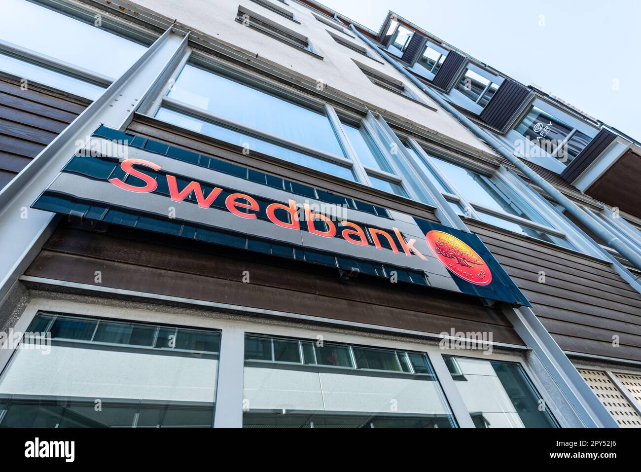 Gothenburg, Sweden - May 29 2022: Swedbank logo on the facade of an ...