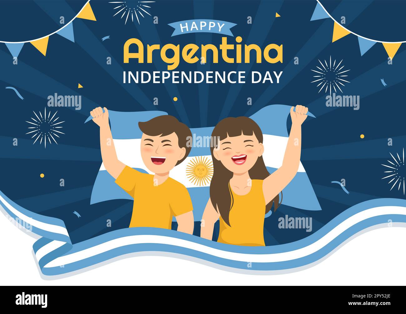 Happy Argentina Independence Day on 9Th of july Vector Illustration ...