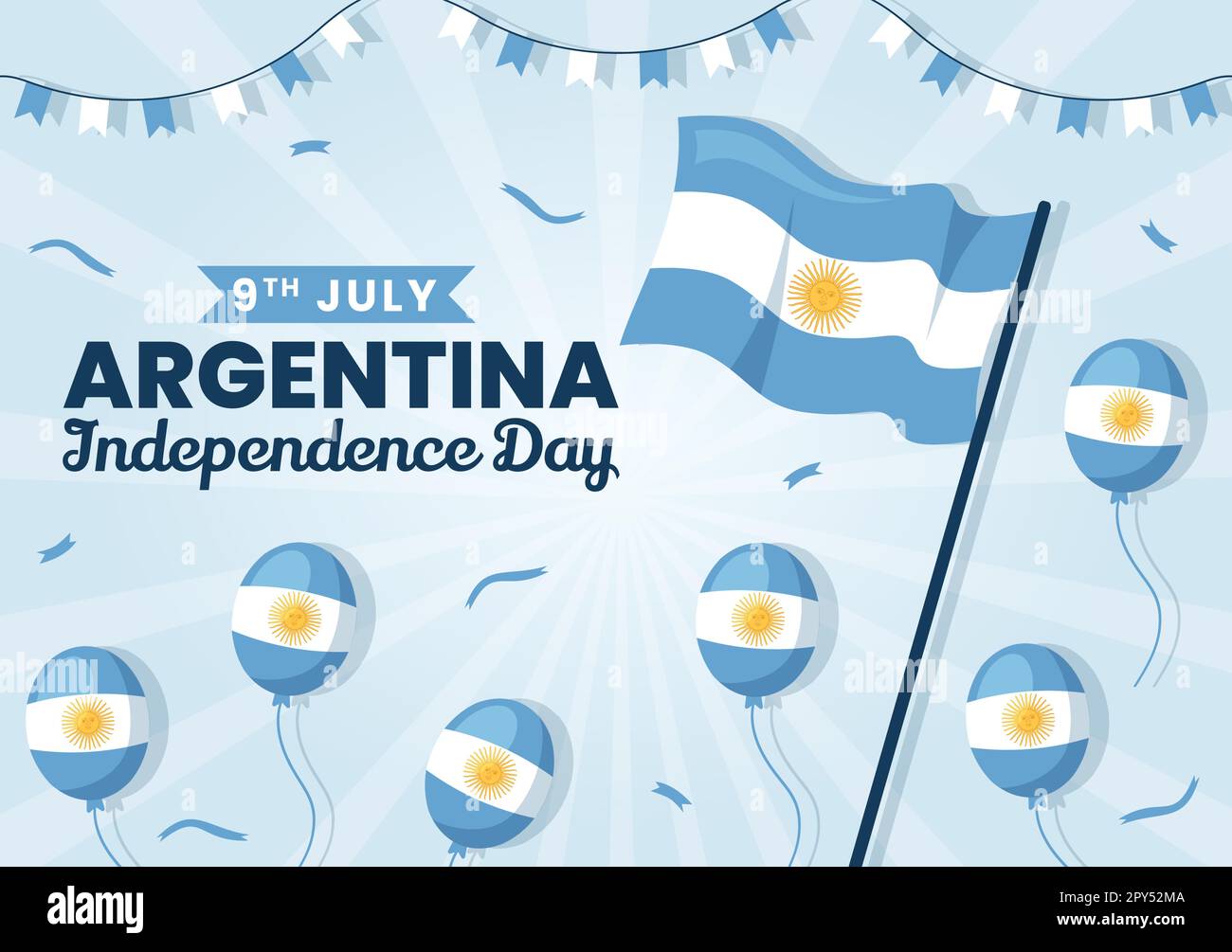 Happy Argentina Independence Day on 9Th of july Vector Illustration ...