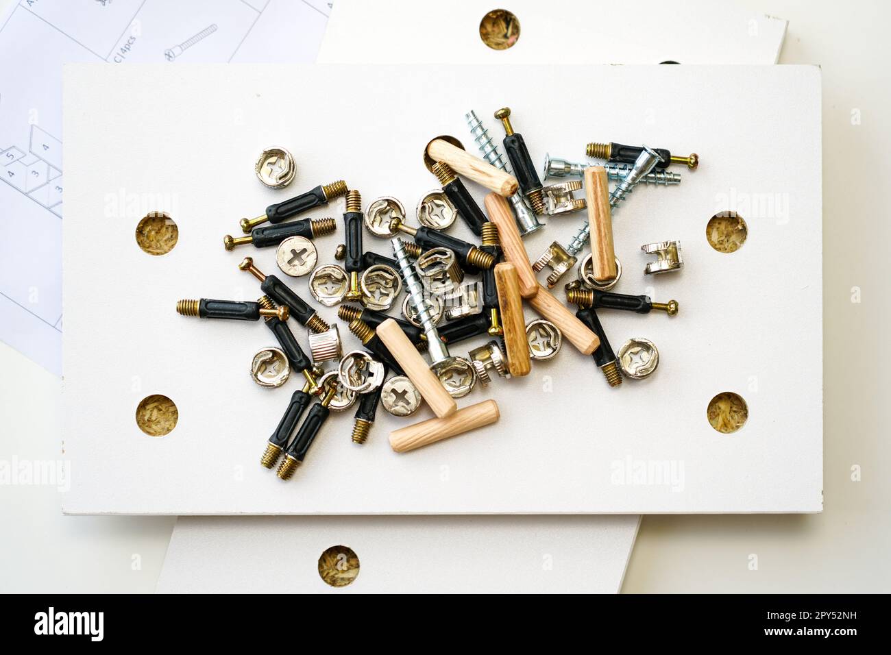 New white laminated chipboard furniture self mounting set with fitting ...